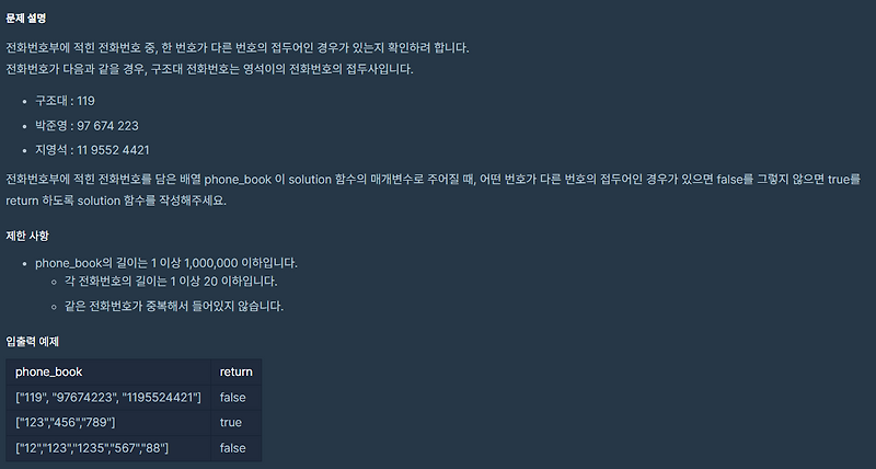 [프로그래머스] 전화번호 목록 - Python