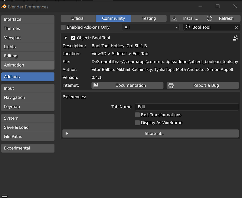 Blender - Bool Tool Addon