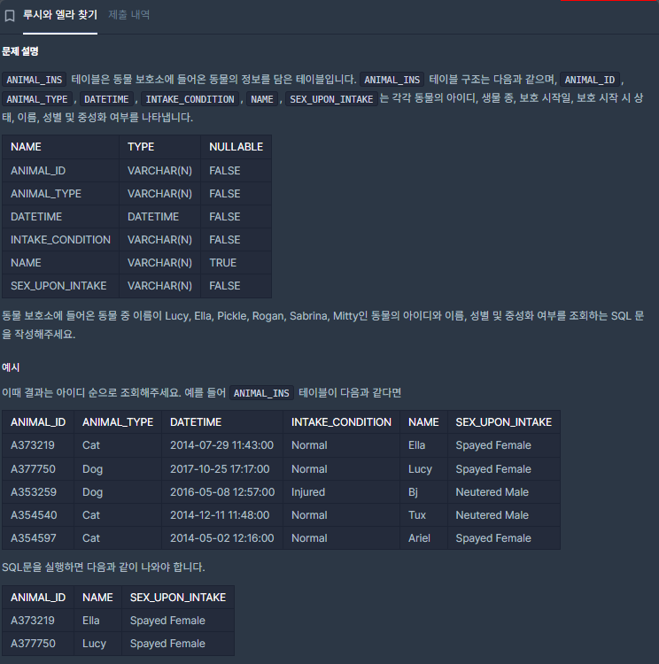Programmers - [MySQL] 루시와 엘라 찾기