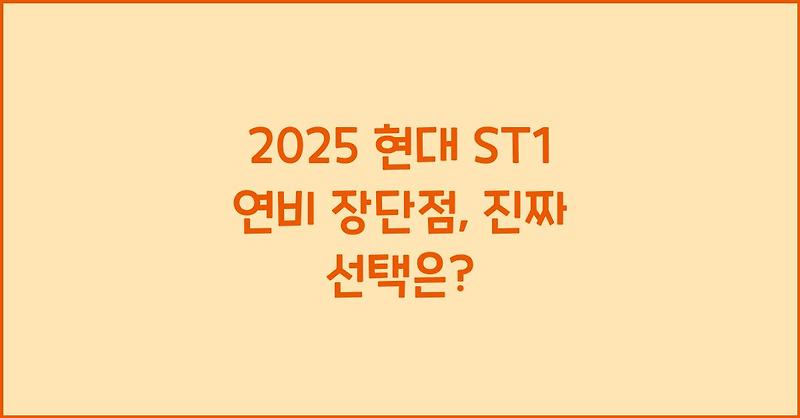2025 현대 ST1 연비 장단점, 진짜 선택은?