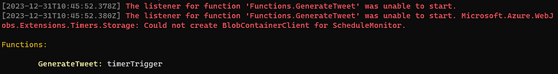 [azure Functions] Local에서 Timetrigger Exception