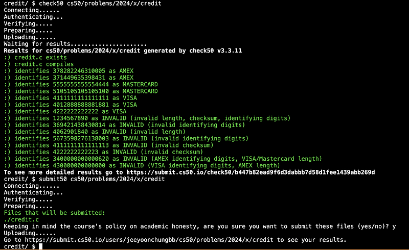 [CS50] Pset 1 : Credit :: Archive of Jeeyoon