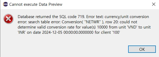 [SAP ABAP] CDS View with Parameter, Currency Conversion (SQL Code 719 ...