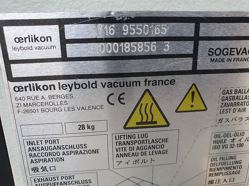 oerlikon leybold SOGEVAC SV16 9550165 Vacuum Pump