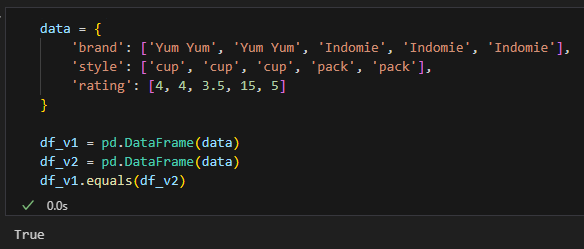 [Pandas] DataFrame 비교 - equals