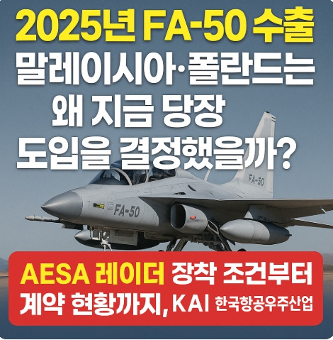 2025년 FA-50 수출, 말레이시아·폴란드는 왜 지금 당장 도입을 결정했을까?(+AESA 레이더 장착 조건부터 계약 현황까지, KAI 한국항공우주산업)