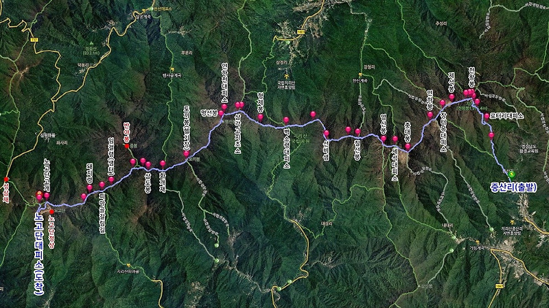지리산 주능선 종주 32km 지도/GPX (중산리~성삼재)