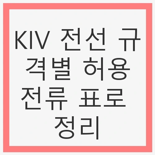 KIV 전선 규격별 허용전류 표로 정리 - 전기공사, 전선선택