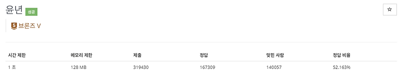 [ BOJ ] 2753 : 윤년 ( BRONZE 5 ) / C, C++, Python, Java