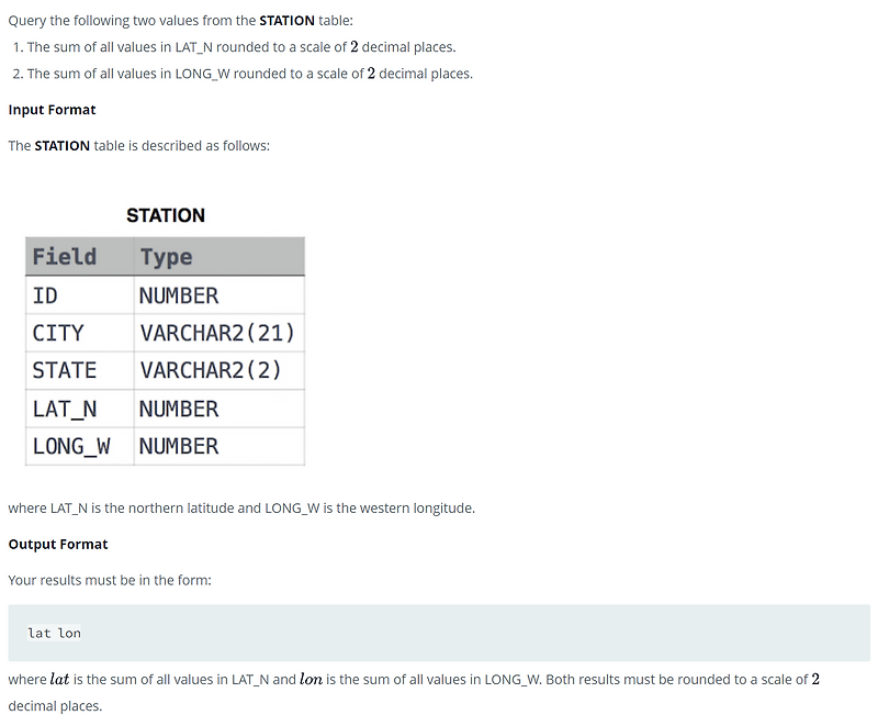[해커랭크/MYSQL] - (34) Weather Observation Station 2