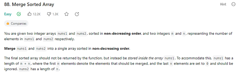 [Java Script]LeetCode 88번 Merge Sorted Array