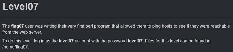 exploit-exercises 문제풀이 / Nebula Level07 - perl, web :: 해커를 꿈꾸는 개발자