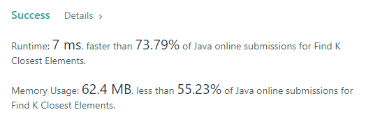 leetcode 658. Find K Closest Elements 자바