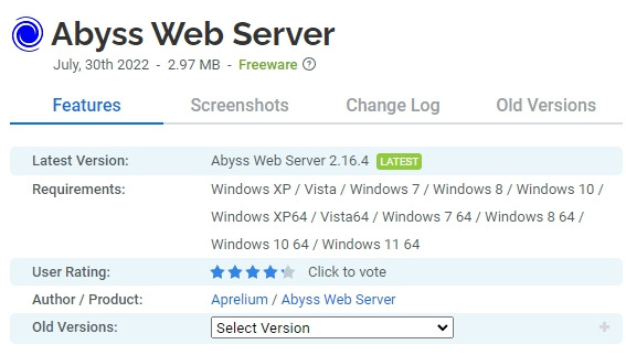 Abyss Web Server 무료 다운로드