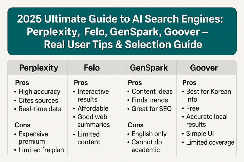 2025 Ultimate Guide to AI Search Engines: Perplexity, Felo, GenSpark, Goover – Real User Tips ...