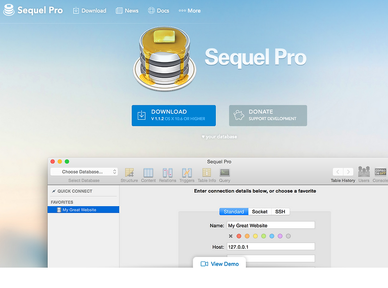 MacOS용 무료 MySQL, MariaDB 클라이언트 프로그램, Sequel Pro
