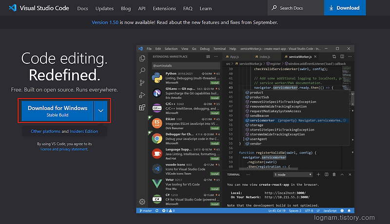 VS Code 우클릭시 Open with Code 메뉴 활성화하기 - 로그남의 취미생활연구소
