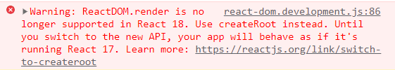 ReactDOM.render is no longer supported in React 18. Use createRoot instead. 해결