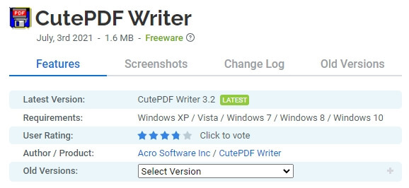 CutePDF Writer 무료 다운로드