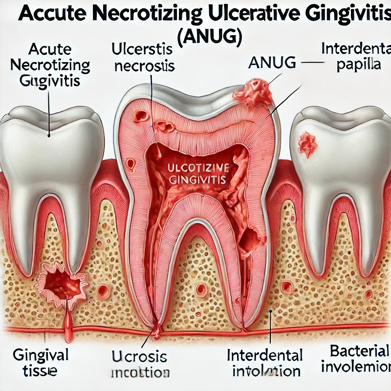 급성 괴사성 궤양성 치은염(ANUG, Acute Necrotizing Ulcerative Gingivitis) 원인과 증상, 치료법