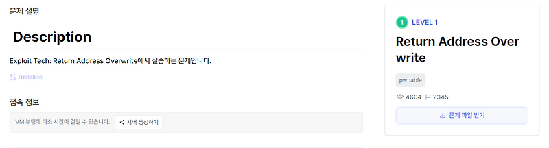 [Dreamhack] Return Address Overwrite :: 또 뭐하지
