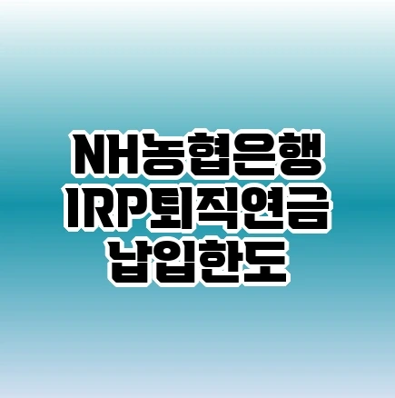 NH농협은행 IRP 퇴직연금계좌 납입한도 설정 방법