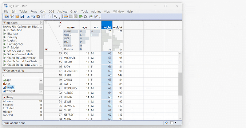 [JMP] Col sum, Col cumulative sum, Col mean 함수