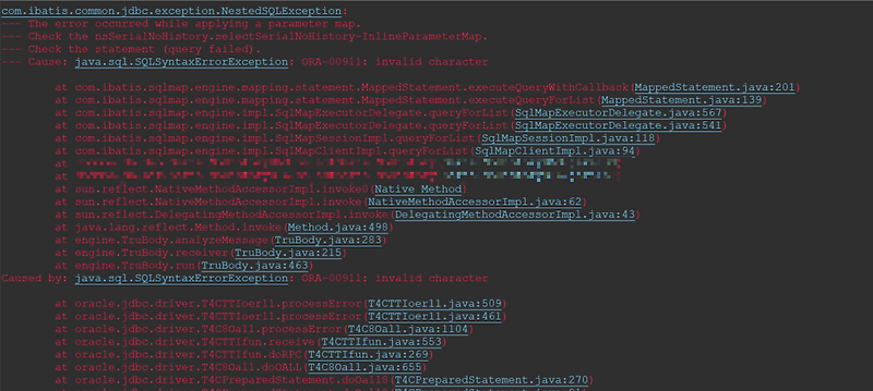 [XML/SQL/Oracle] SQLSyntaxErrorException: ORA-00911: invalid character — 깡패토끼