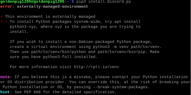 Resolving externally-managed-environment errors on Raspberry Pi 5