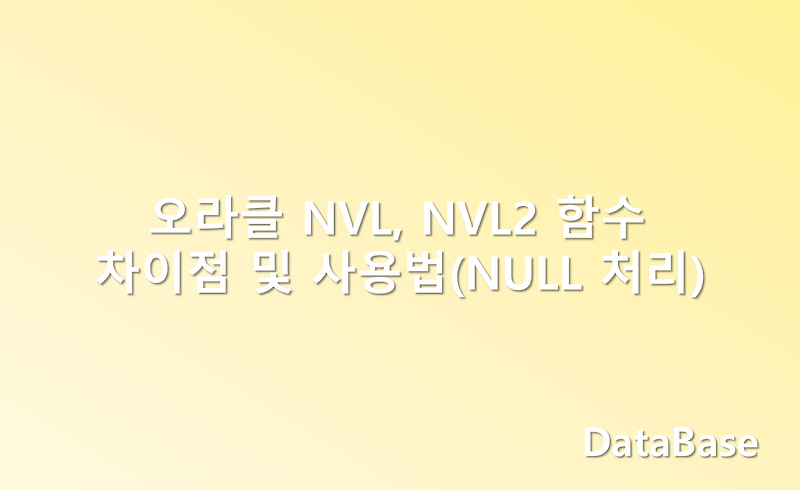 [Oracle] 오라클 NVL, NVL2 함수 차이점 및 사용법(NULL 처리)