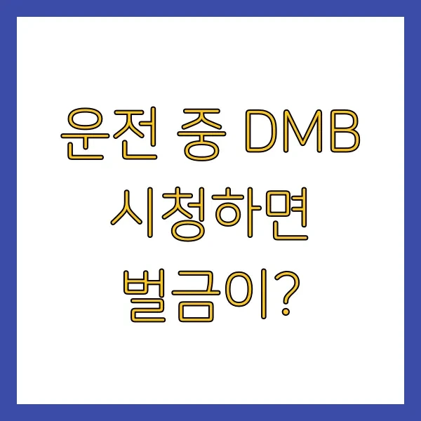 운전 중 DMB 시청하면 벌금이?