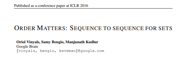 ORDER MATTERS: SEQUENCE TO SEQUENCE FOR SETS