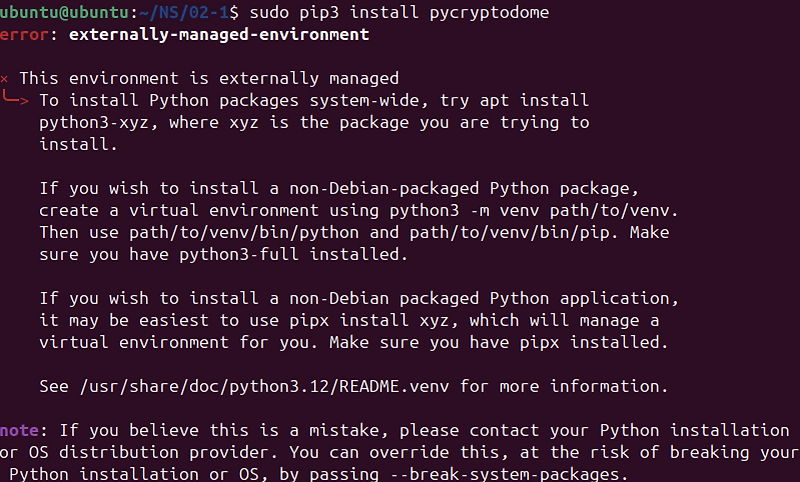 UTM 우분투 리눅스 pip3 install pycryptodome error 해결하기