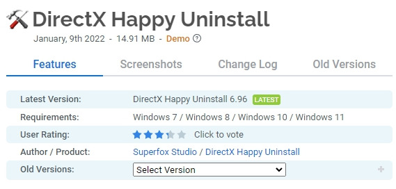 DirectX Happy Uninstall 무료 다운로드