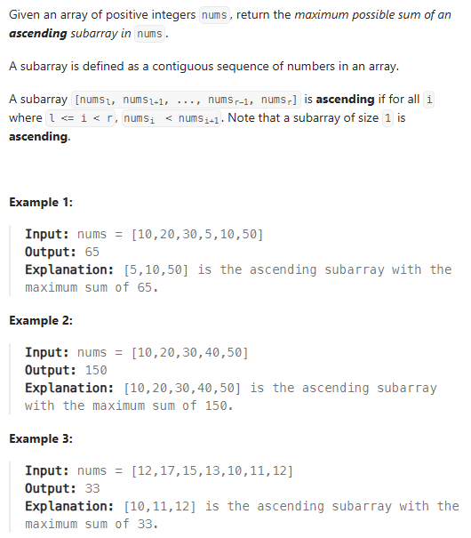 [Python] 1800. Maximum Ascending Subarray Sum