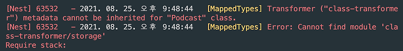 [Nest] Cannot find module 'class-transformer/storage' , Cannot find module 'ts-morph'