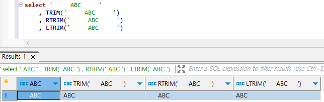 mysql 공백제거(TRIM) 좌측 공백제거(LTRIM) 우측 공백제거(RTRIM)