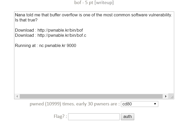 [pwnable.kr] bof write-up