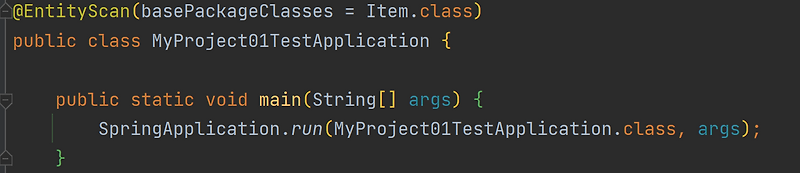 could not resolve root entity 'item' , Entity클래스를 못찾을때