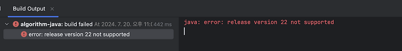 [IntelliJ] java version 오류 java: error: release version 22 not supported