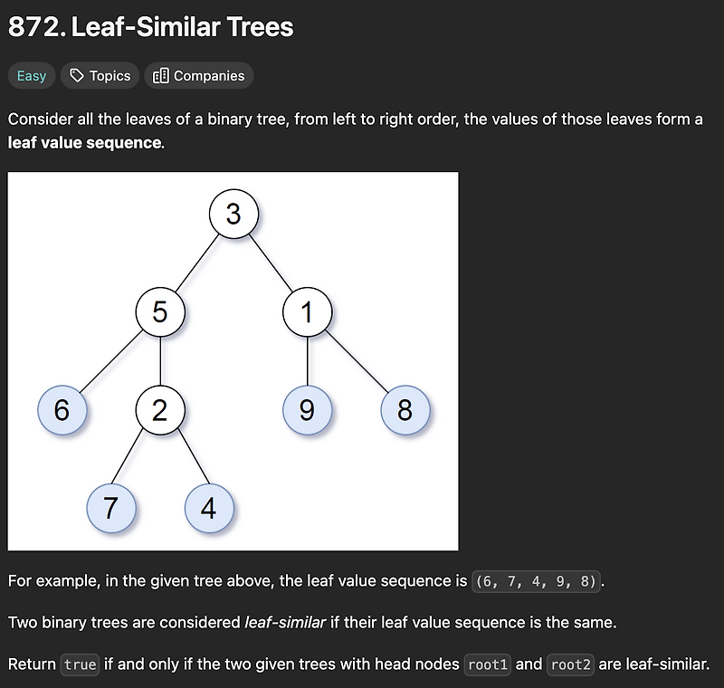 [Leetcode/Tree] 872. Leaf-Similar Trees