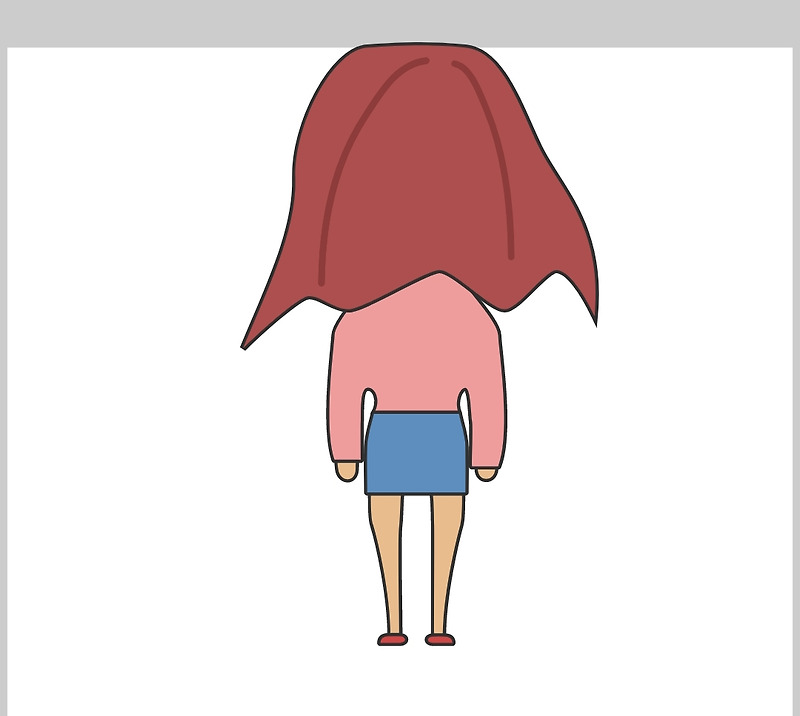 여자 뒷모습 일러스트 그리기