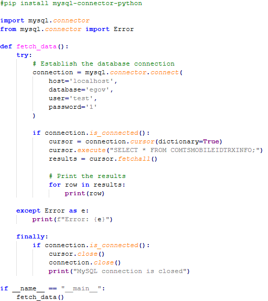 [Python] MariaDB 접속 후 테이블 조회