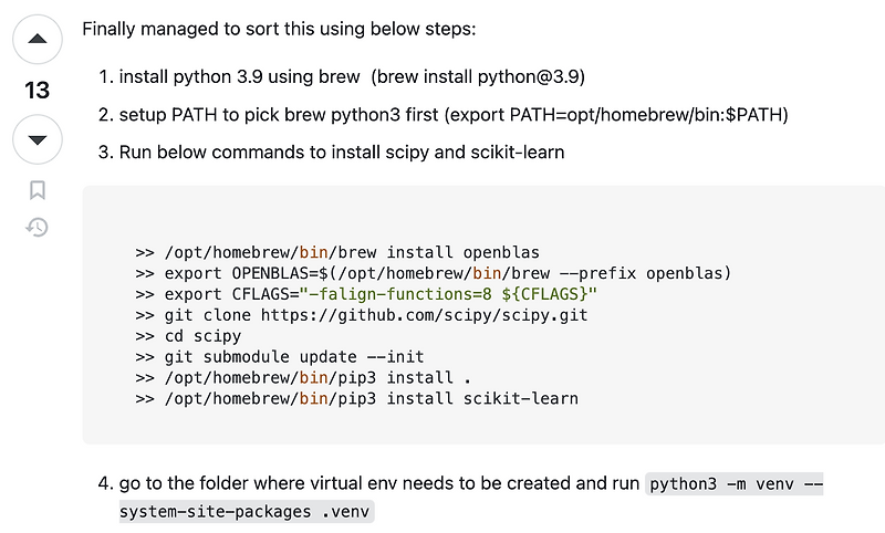 m1 에서 scikit learn 설치하는 법