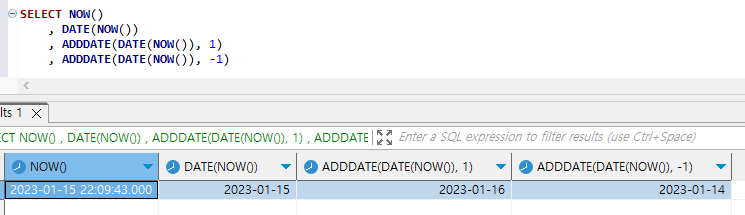 mysql 날짜 더하기(ADDDATE) 날짜 빼기(SUBDATE)
