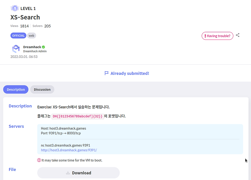 dreamhack - XS-Search write up