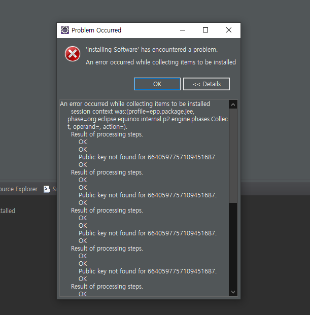 [에러] An error occurred while collecting items to be installed