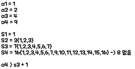 [알고리즘] BOJ 2437 저울 (JAVA)