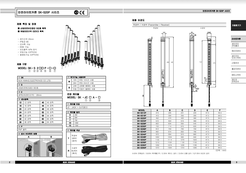 안전라이트커튼 SK-S20P시리즈 카탈로그 :: Lucky Factory